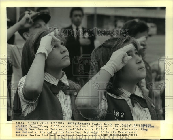 1989 Girl Scout Troop #882 saluting the American Flag at Westchester ...