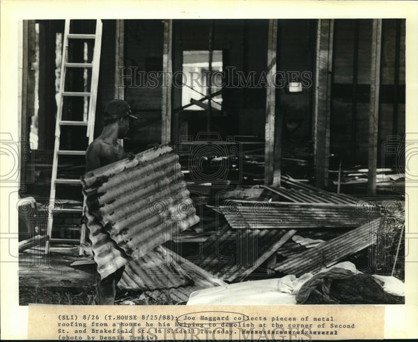 1988 Joe Haggard demolishing house at Second & Brakefield in Slidell ...