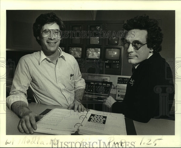 1983 Bill Hess and Roy Fletcher during editing of a commercial ...