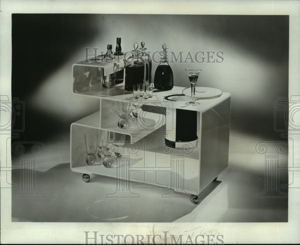 1974 Press Photo Constructed of molded plexiglass with chrome casters ...
