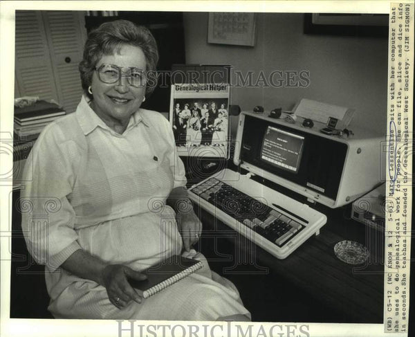 1988 Press Photo Marge Lessentine, Founder of the Genealogical West So ...