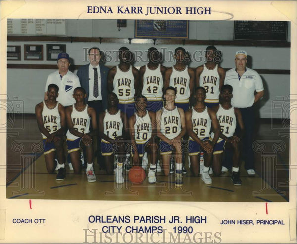 1990 Press Photo Edna Karr Junior High Basketball Team-City Champions ...