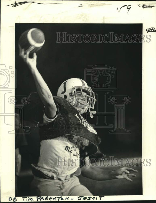 1978 Press Photo Tim Parenton, Quarterback for Jesuit High football te ...