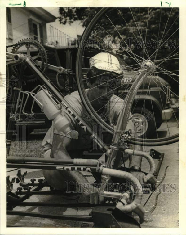 1984 Press Photo Michael Valles will ride bike cross country for hospi ...