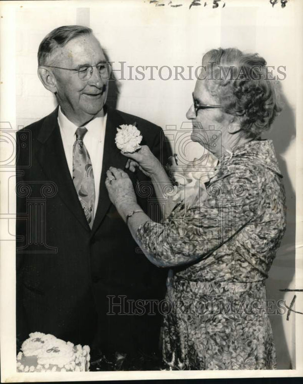 1959 Press Photo Mr. & Mrs. Joseph Stine Sr. celebrate 50th wedding an ...