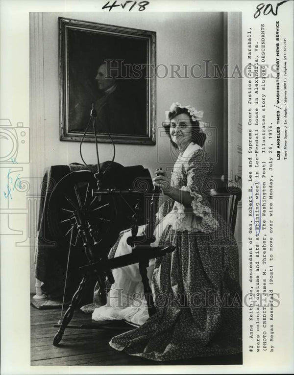 1976 Ann Keith Lee wears colonial costume at Lee-Fendall house ...