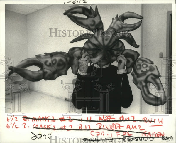 1984 Quinh Nguyen Treis on Crawfish Mask for Carnival in New Orleans ...