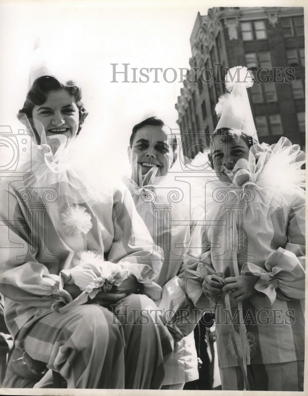1964 Clown Family of Carnival Maskers in New Orleans - Historic Images