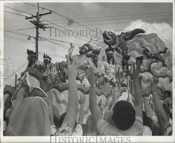 1975 Maskers on Krewe of Choctaw Parade Float at Mardi Gras - Historic ...