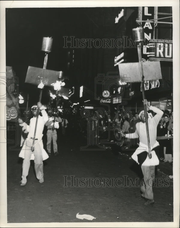 1962 Flambeau Carriers Lighting the Way in Carnival Parade - Historic ...