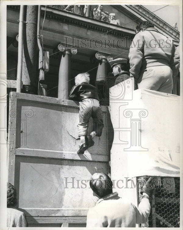 1964 Child Climbing for Better View at Carnival Parade Mardi Gras ...