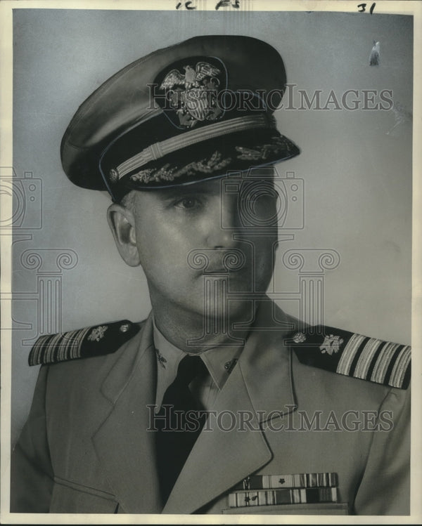 1957 Press Photo Director of the Navy's Seabees, Captain James Douglas ...