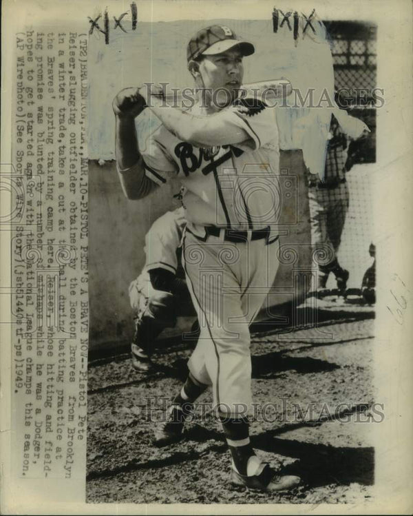 1949 Press Photo Pistol Pete Reiser, Boston Braves, at spring camp ...