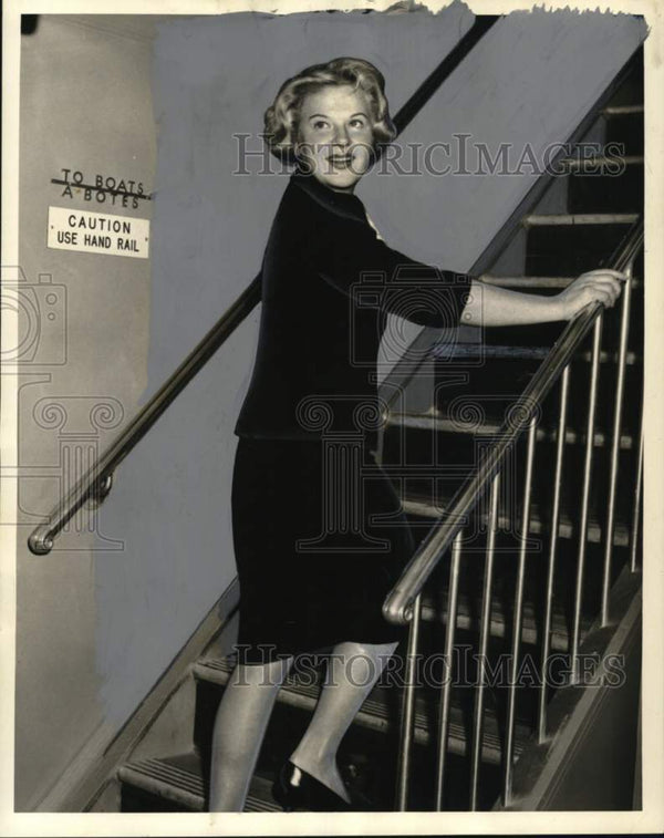 1960 Press Photo Mrs. Barbara Rockefeller aboard S. S. Alcoa Corsair o ...