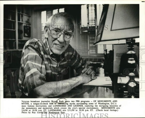 1990 Veteran Journalist Bryan Rash, Host of PBS Programs - Historic Images
