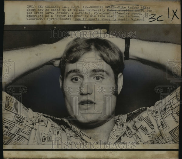 1974 Football - Mike Arthur, offensive guard for the Green Wave ...