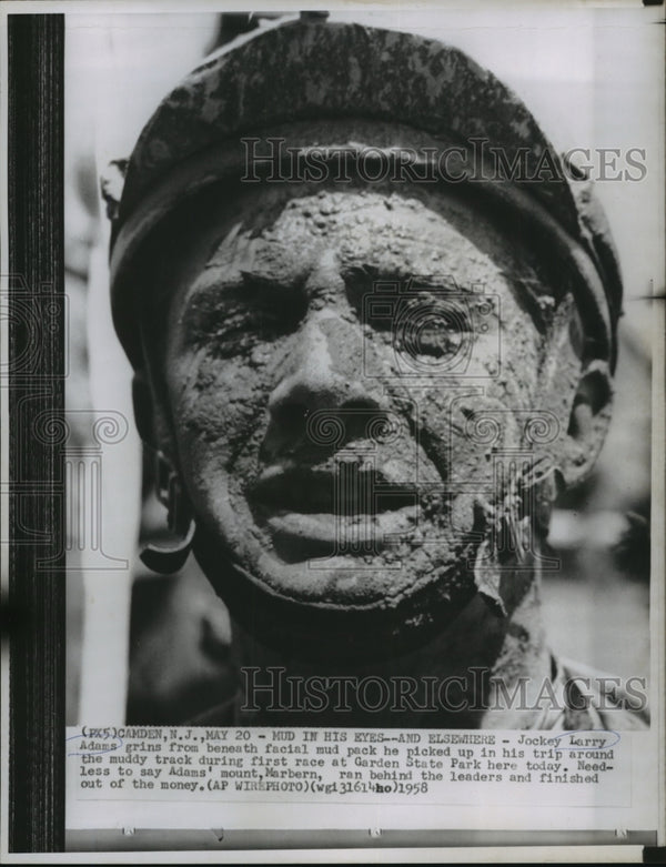 1958 Jockey Larry Adams at Garden State Park Race - Historic Images