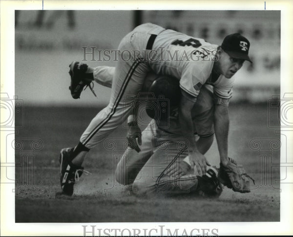 1991 Press Photo Baseball Players Rick Chanove and Charlie Allen in Ga ...