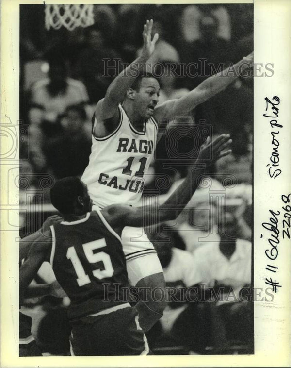 1989 Press Photo Basketball - Sydney Grider of USL Raises Hands - nos1 ...