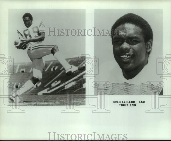 1979 Press Photo Two photos of LSU football tight end Greg LaFleur - n ...