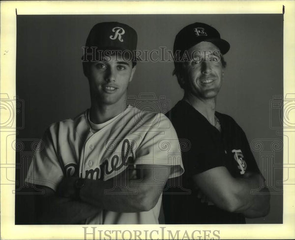 1990 Press Photo East St John baseball Johnny Owen & Rummel player Bur ...