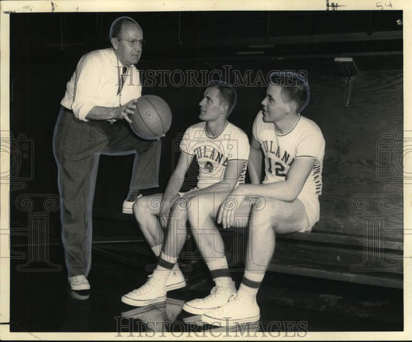 Press Photo Tulane Coach Cliff Wells, Guard Dick O'Brien, Center Vic K ...