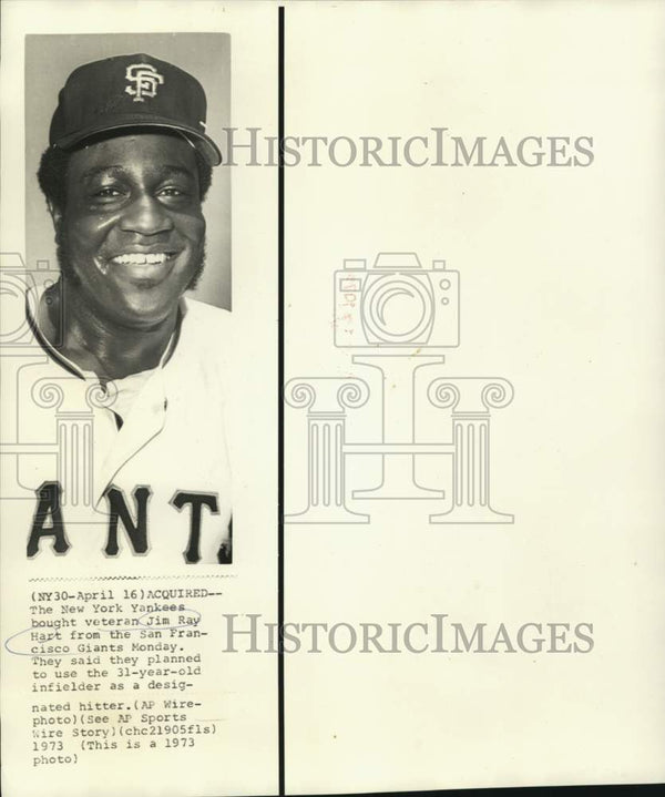 1973 Press Photo San Francisco Baseballer Jim Ray Hart Bought by Yanke ...