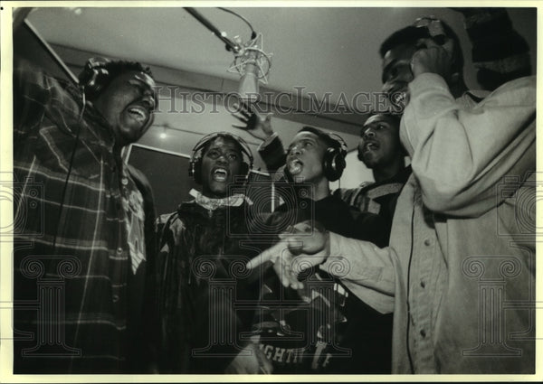 1991 Rappers, East Side Wrecking Squad rehearse in Pittsburgh studio ...
