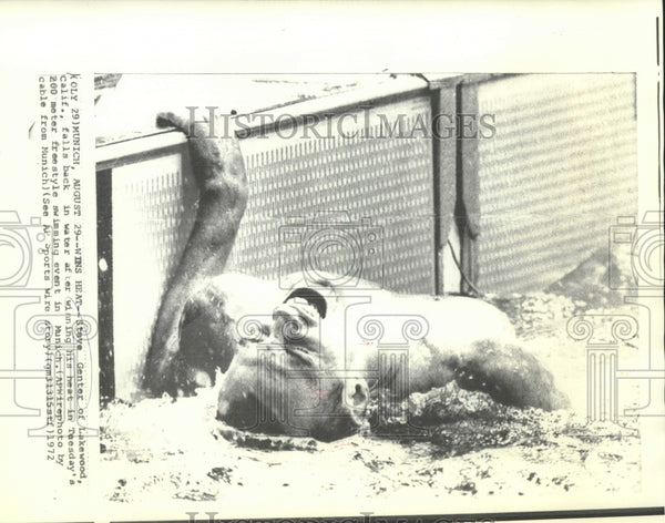 1972 Steve Genter falls back into water after winning 200 meter ...