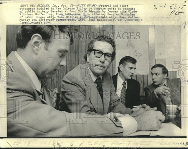 1974 Attorney Gen. William Guste & others confer over probe notes ...