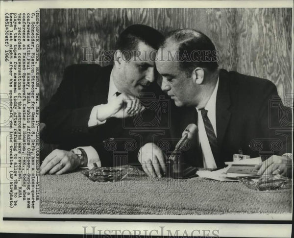 1966 William Schneider & Paul Haney confer at news conference ...