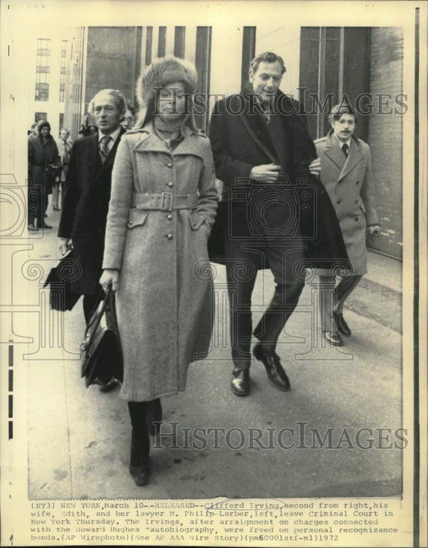 1972 Clifford and Edith Irving leave criminal court in New York ...