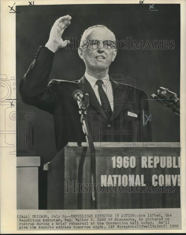 1960 GOP keynoter Walter Judd rehearses keynote speech in Chicago ...