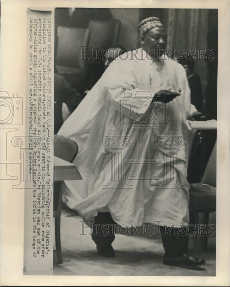 1961 Nigeria's UN delegate Ngileruma in billowing native robe in NY ...