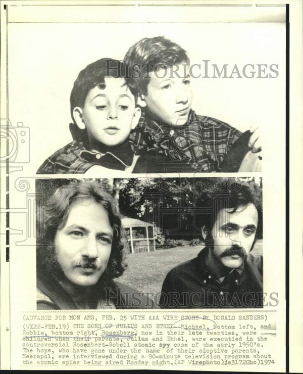 1974 Press Photo Michael and Robbie, sons of spies Julius and Ethel Ro ...