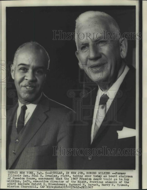 1967 Paul Douglas presents Freedom Award to NAACP's Roy Wilkins ...