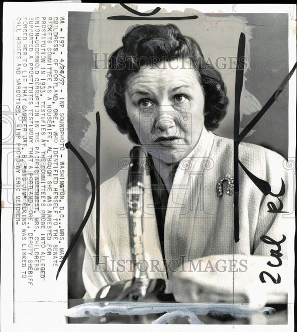 1957 Press Photo Mary Childress Testifies at Senate Rackets Committee ...