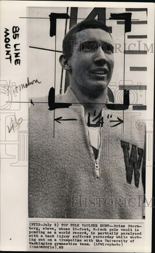 1963 Press Photo Pole Vaulter Brian Sternberg, University of Washingto ...