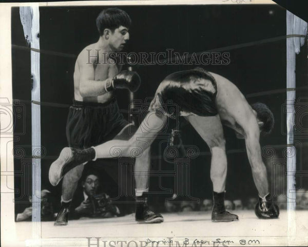 1943 Press Photo Boxers Sammy Angott & Bobby Ruffin's lightweight bout ...