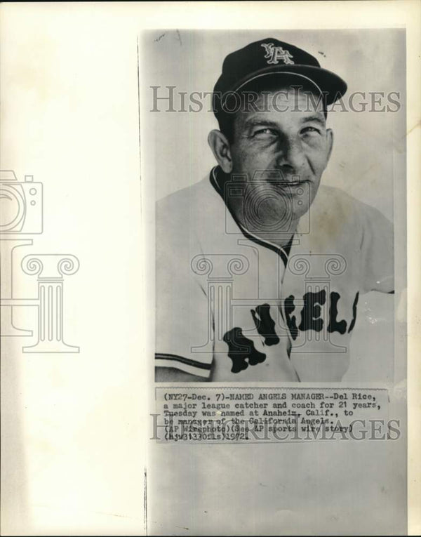 1972 Press Photo California Angels' baseball manager Del Rice - pis033 ...