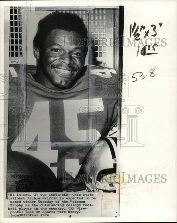 1974 Press Photo Ohio State University football player Archie Griffin ...
