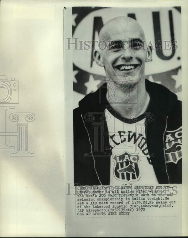 1972 Press Photo Swimmer Steve Genter sets 200-yard freestyle record ...