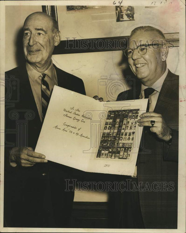 1970 Postmaster Thomas Emory Cox with Edward Frankenstein at Event ...