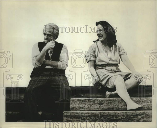 Actor Ed Flanders with female co-star in scene seated - Historic Images