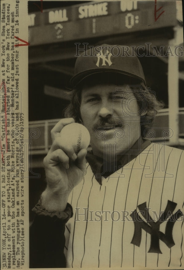 1975 Press Photo Jim "Catfish" Hunter, New York Yankees Baseball Playe ...