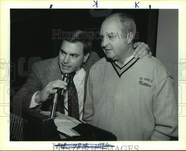 1989 Press Photo College basketball coaches Ken Burmeister and Buddy M ...