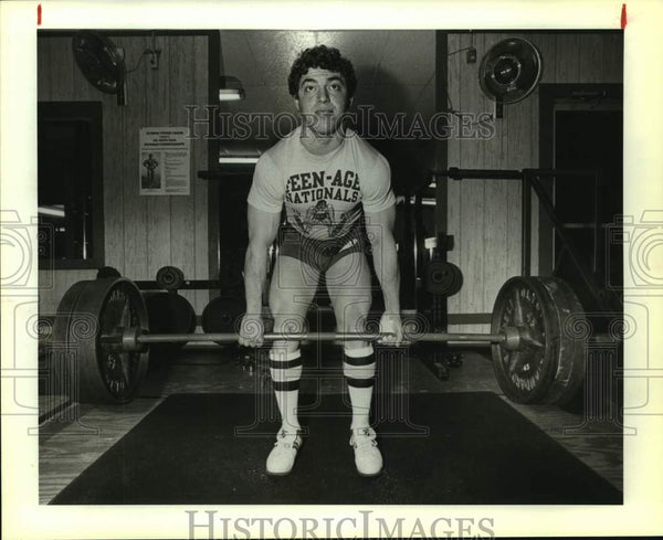 1983 Press Photo Weightlifter Jeff Rodriguez at Olympic Fitness Center ...