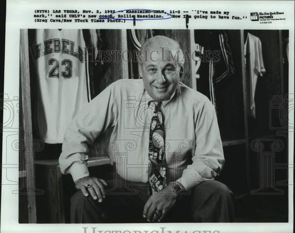 1992 Press Photo UNLV college basketball coach Rollie Massimino - sas1 ...