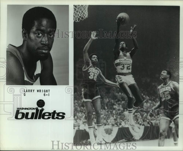 Press Photo Washington Bullets Basketball Player Larry Wright Goes Up ...