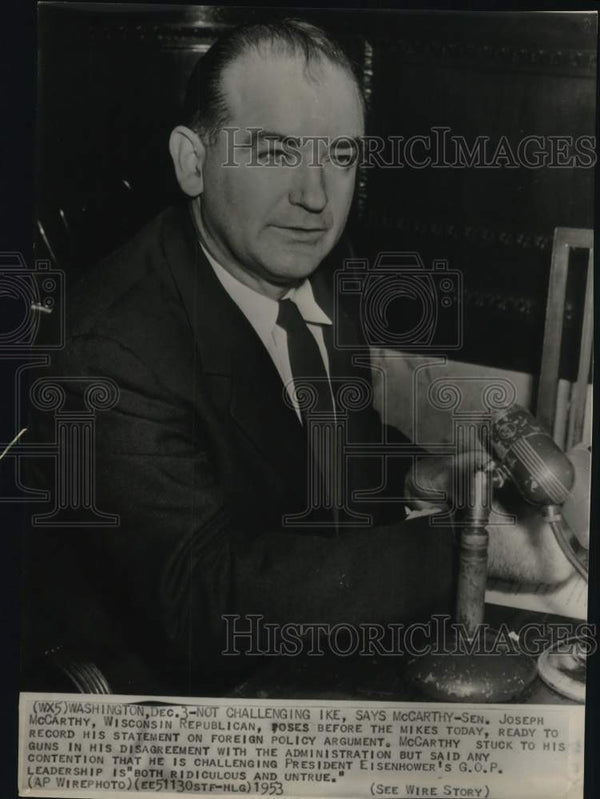 1953 Press Photo Sen. Joseph McCarthy ready to record statement in Was ...